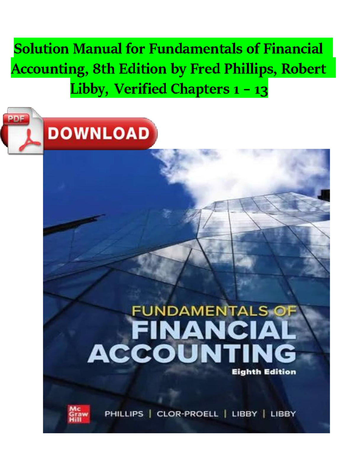 Solution Manual: Fundamentals of Financial Accounting (8th Ed.) by ...