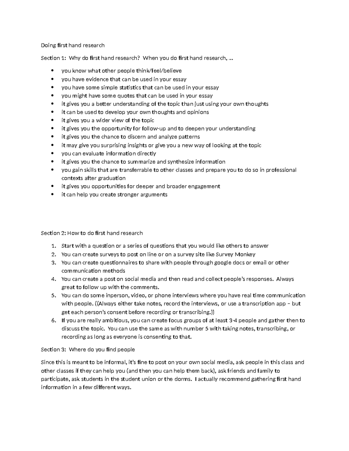 Conducting First Hand Research: ELI 105 Guide - Studocu