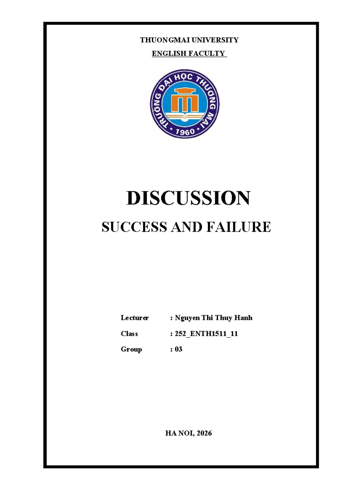 252_ENTH1511_11 Discussion on Success and Failure: Insights and ...
