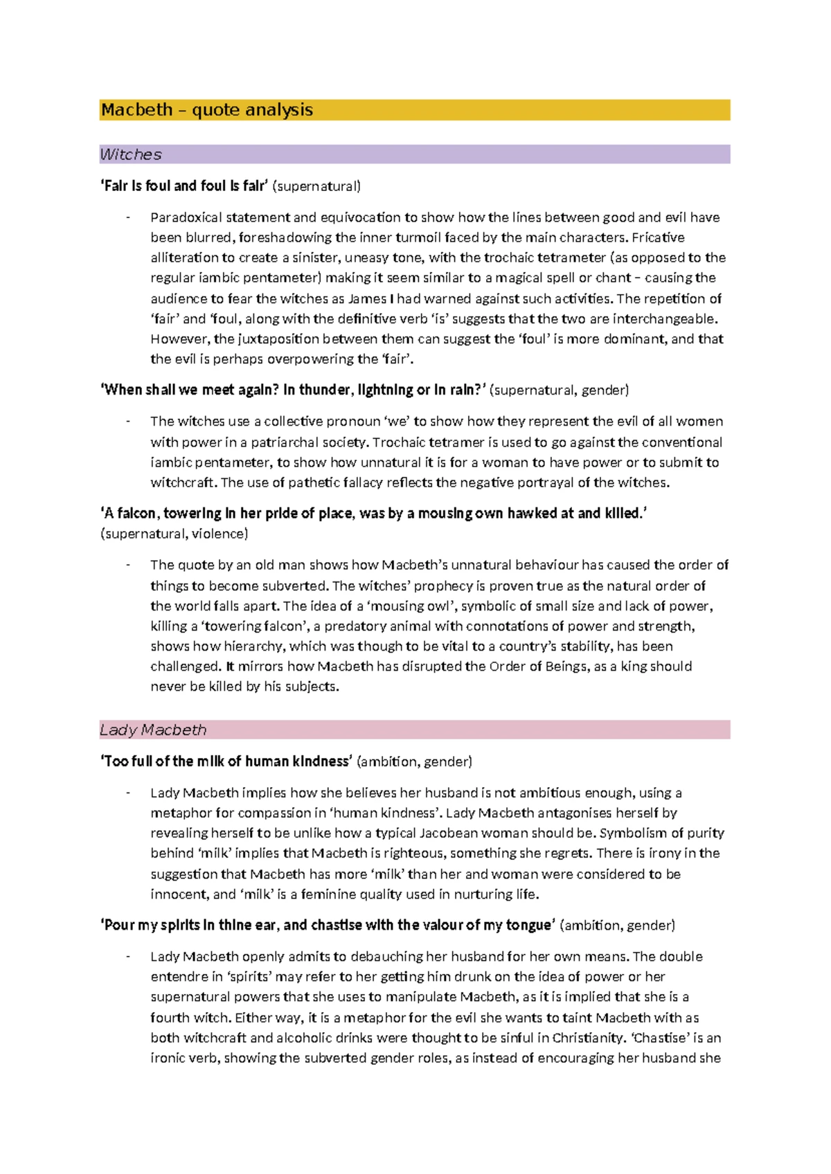 Ambition in Macbeth: A Band 6 Essay Analysis - Studocu