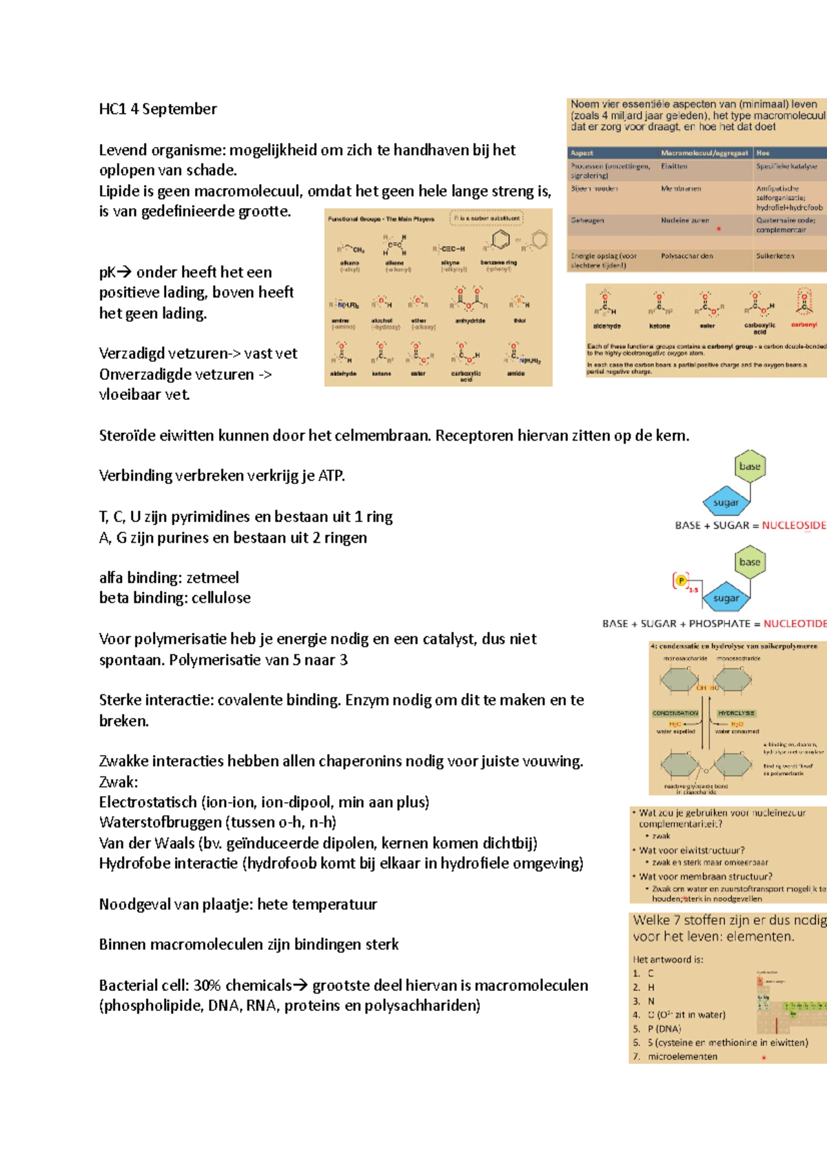 Mol Bio 2023 - Hoorcollege Aantekeningen over Biochemie en Genetica ...