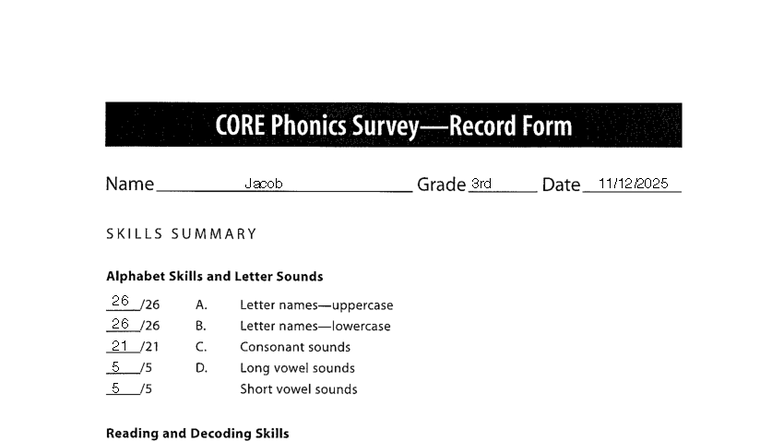 CORE Phonics Survey - D696 - Studocu