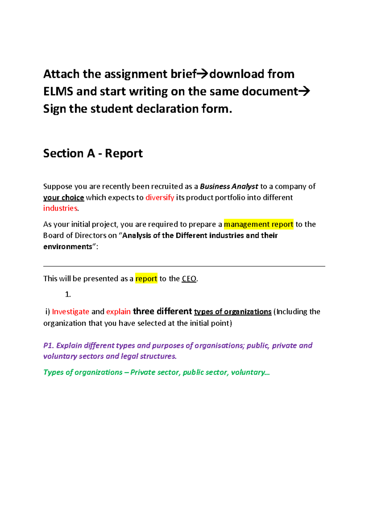 HND BM Sem 1 TCBE Management Report on Organizational Analysis - Studocu