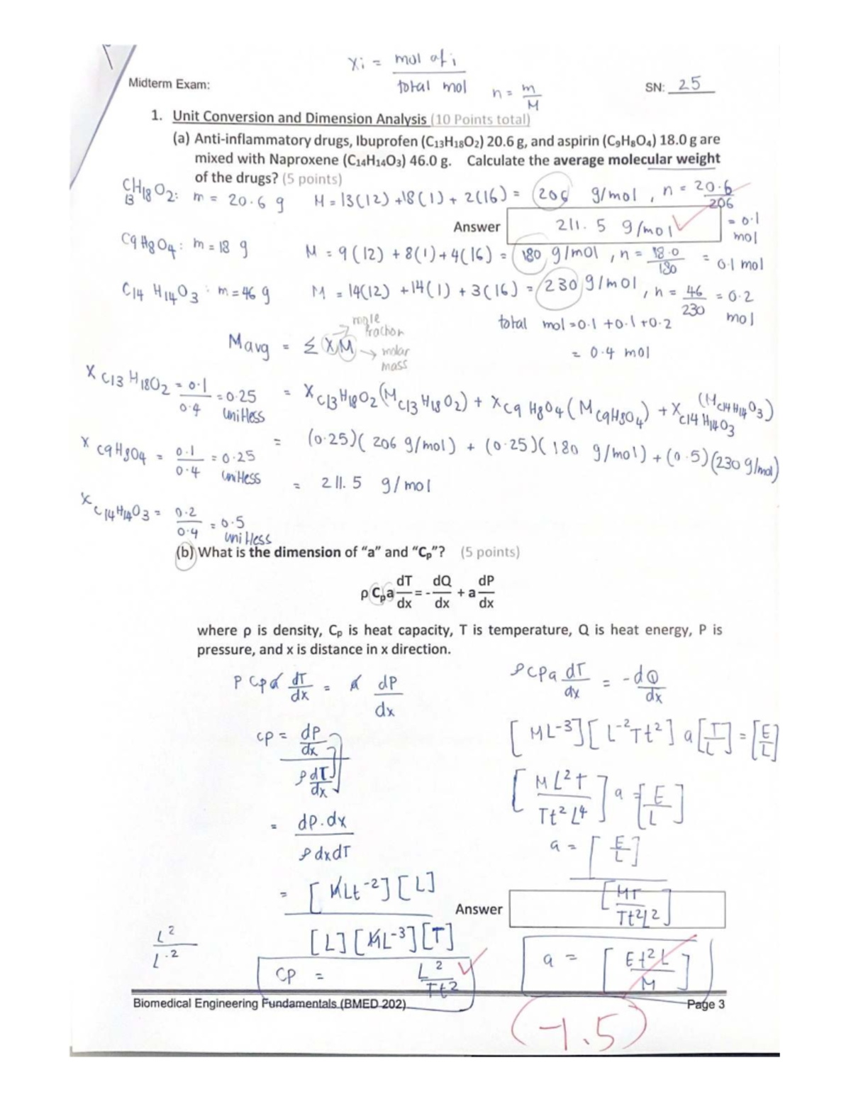 BMED 202 Midterm Exam 3: Practice on Unit Conversion & Flow Rates - Studocu