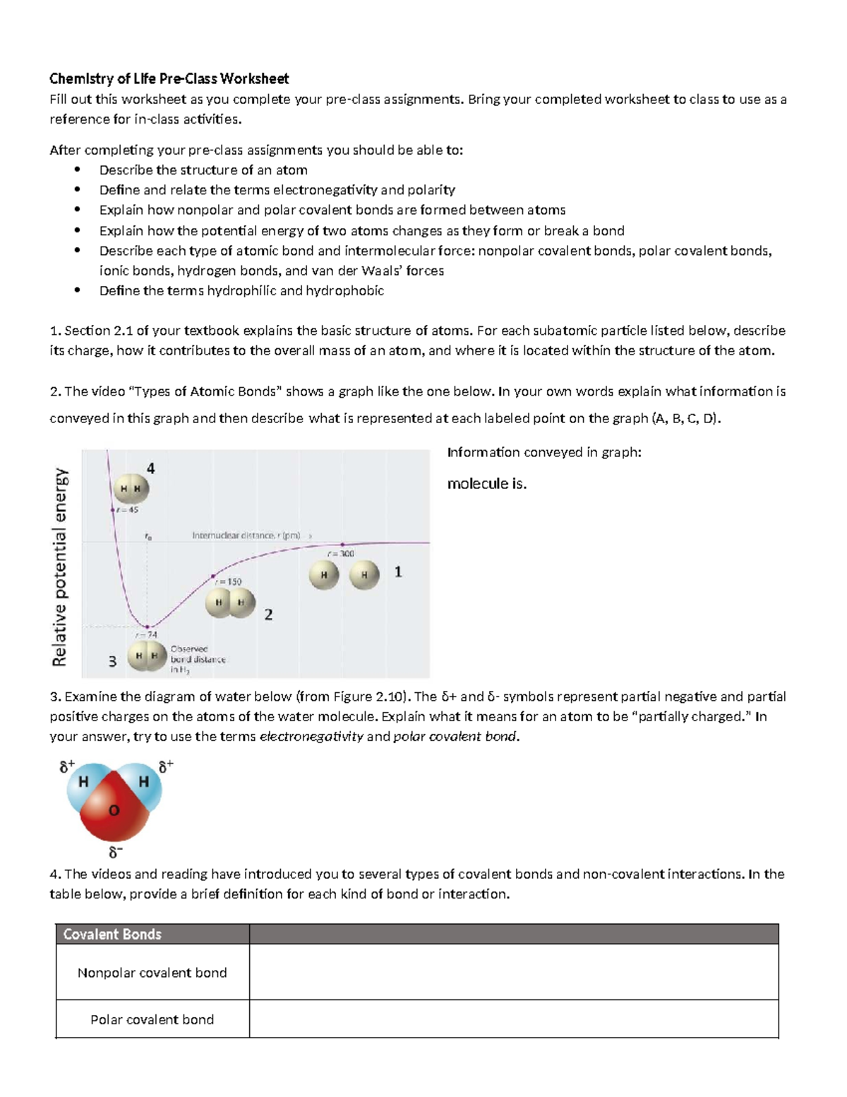 Chemistry 101: Week 1 Pre-class Worksheet on Atomic Structure - Studocu