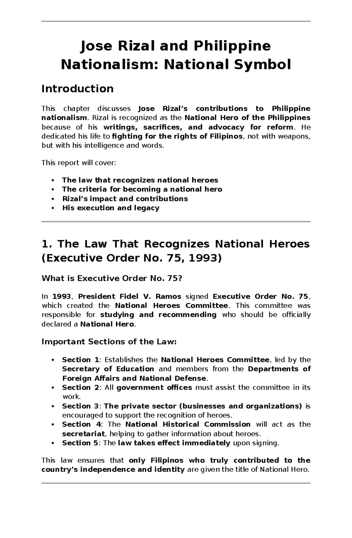 Jose Rizal's Role in Philippine Nationalism: A Detailed Study - Studocu
