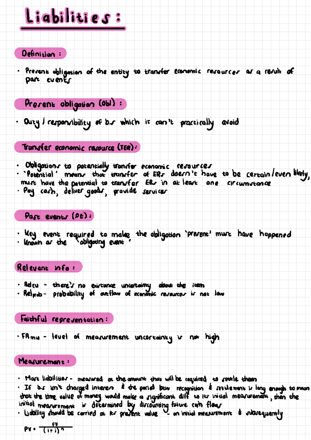 Liabilities Notes: Definition and Measurement of Obligations - Studocu