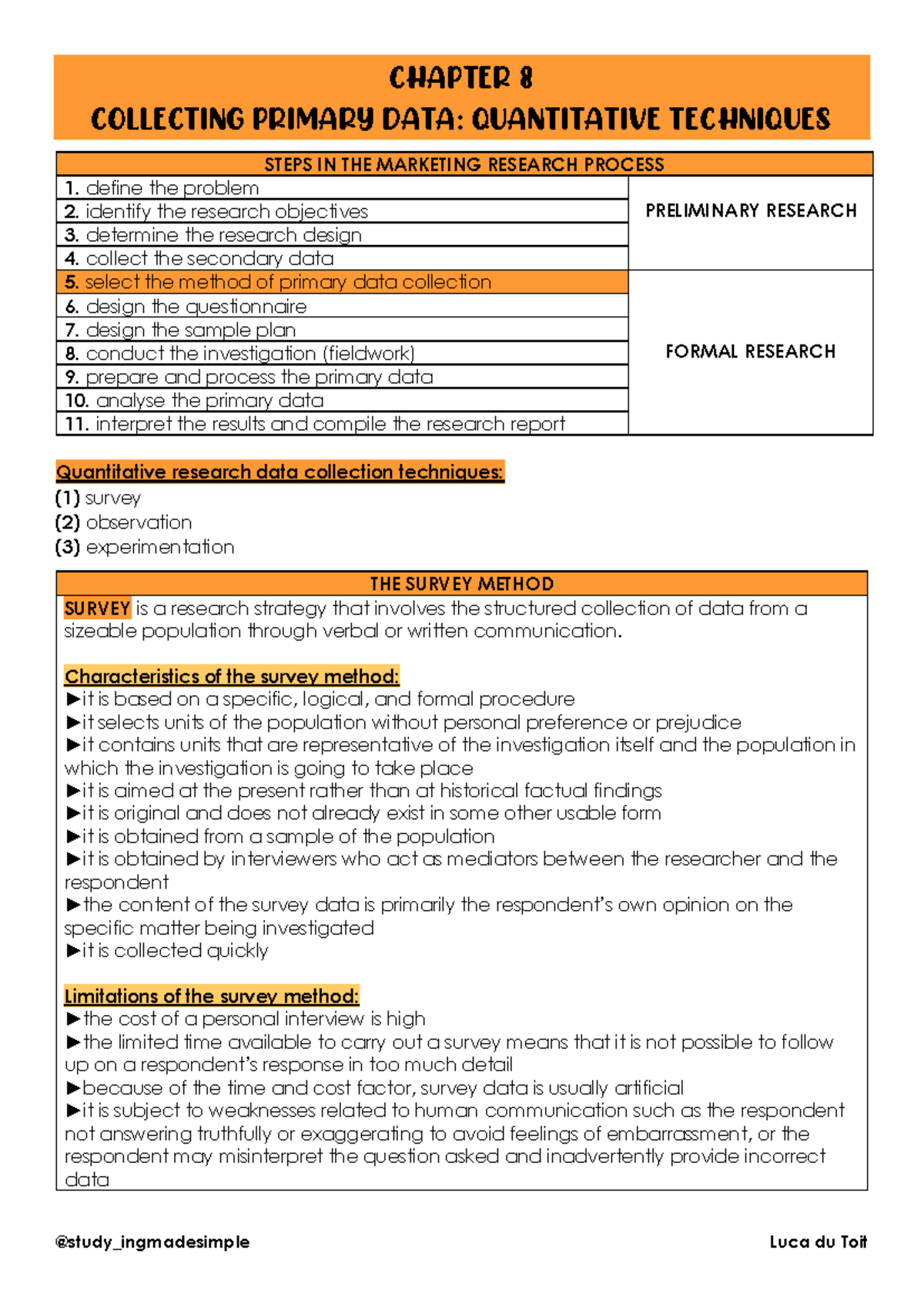 Chapter 8: Collecting Primary Data - Quantitative Techniques Overview ...