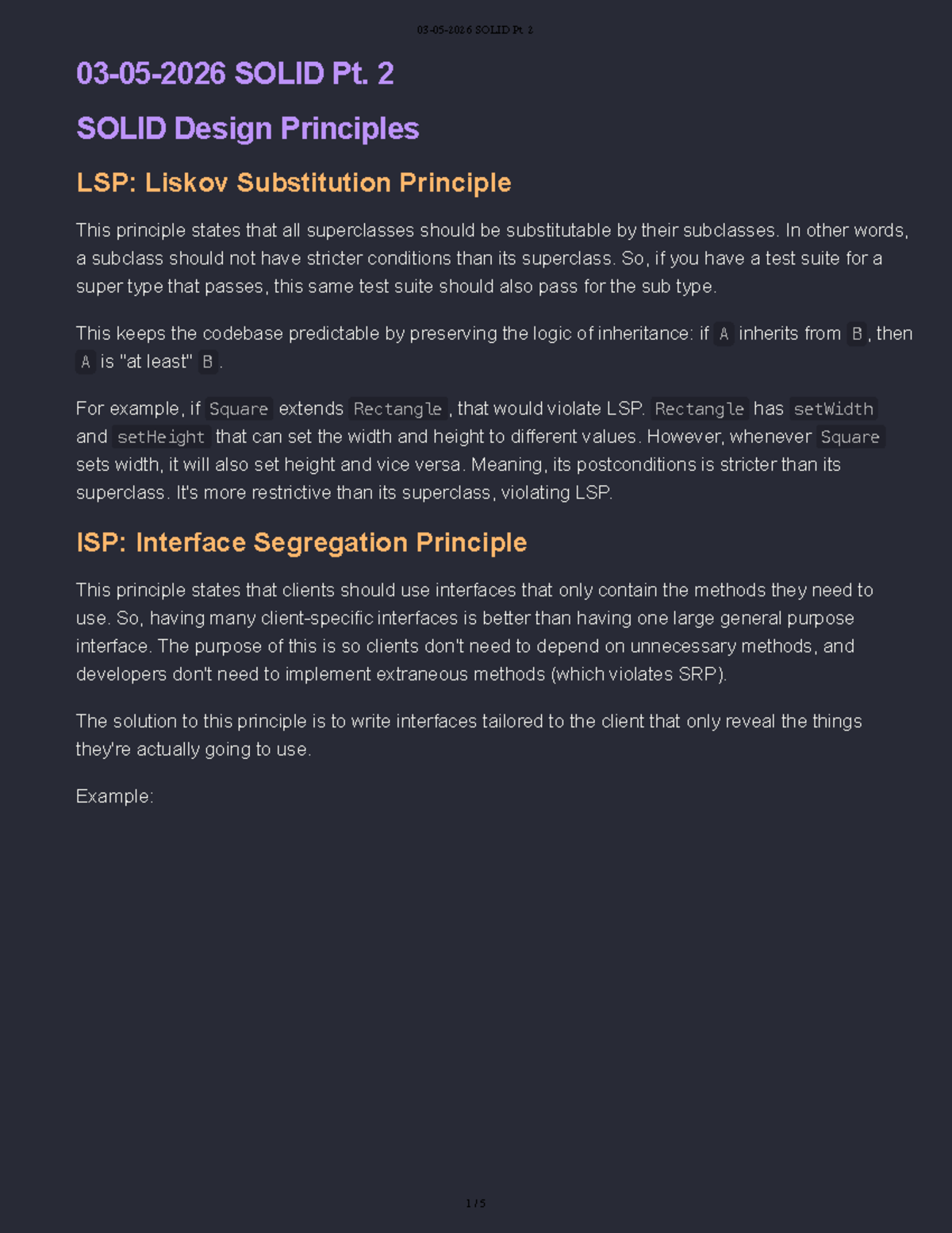 SOLID Pt. 2: Liskov & Interface Segregation Principles Explained - Studocu