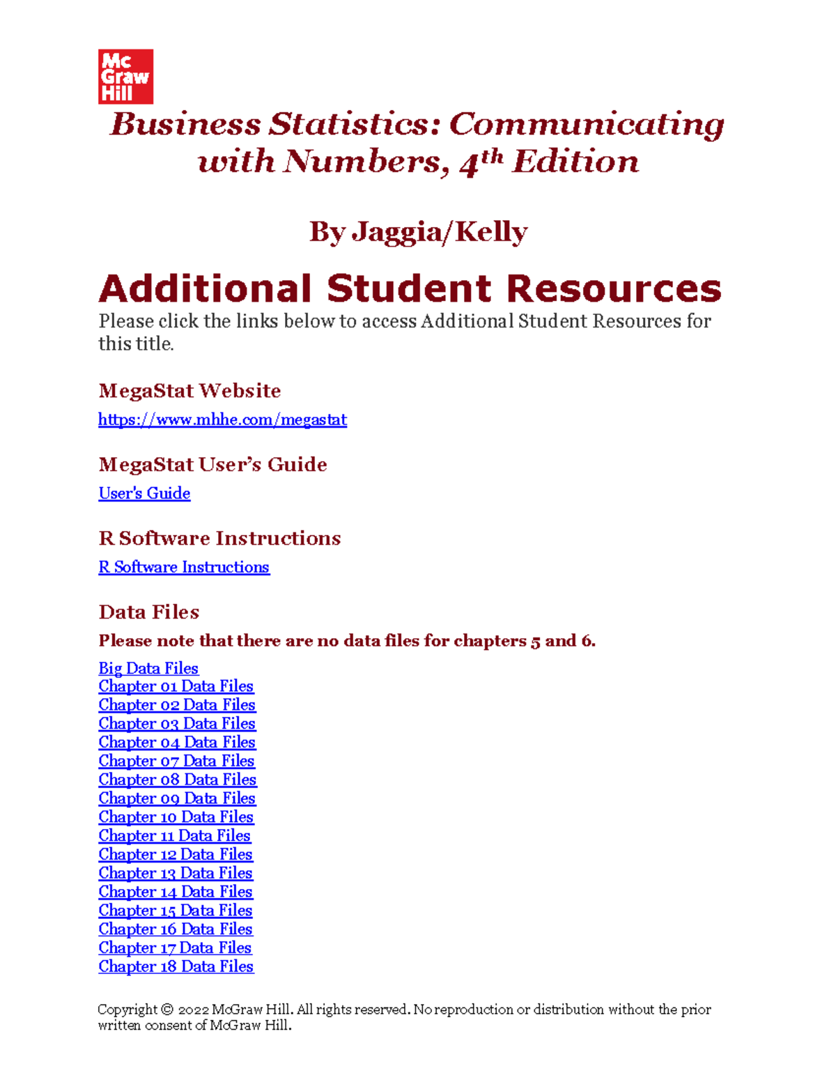 Business Statistics: Communicating with Numbers, 4th Ed. Resources ...