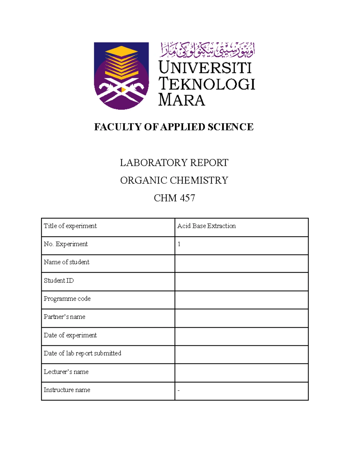 CHM457 LAB REPORT: Synthesis of Cyclohexene from Cyclohexanol - Studocu