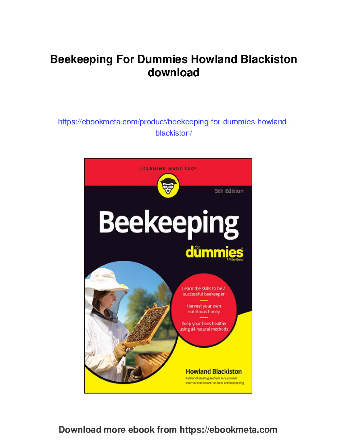 Beekeeping for Dummies: A Comprehensive Guide by Howland Blackiston ...