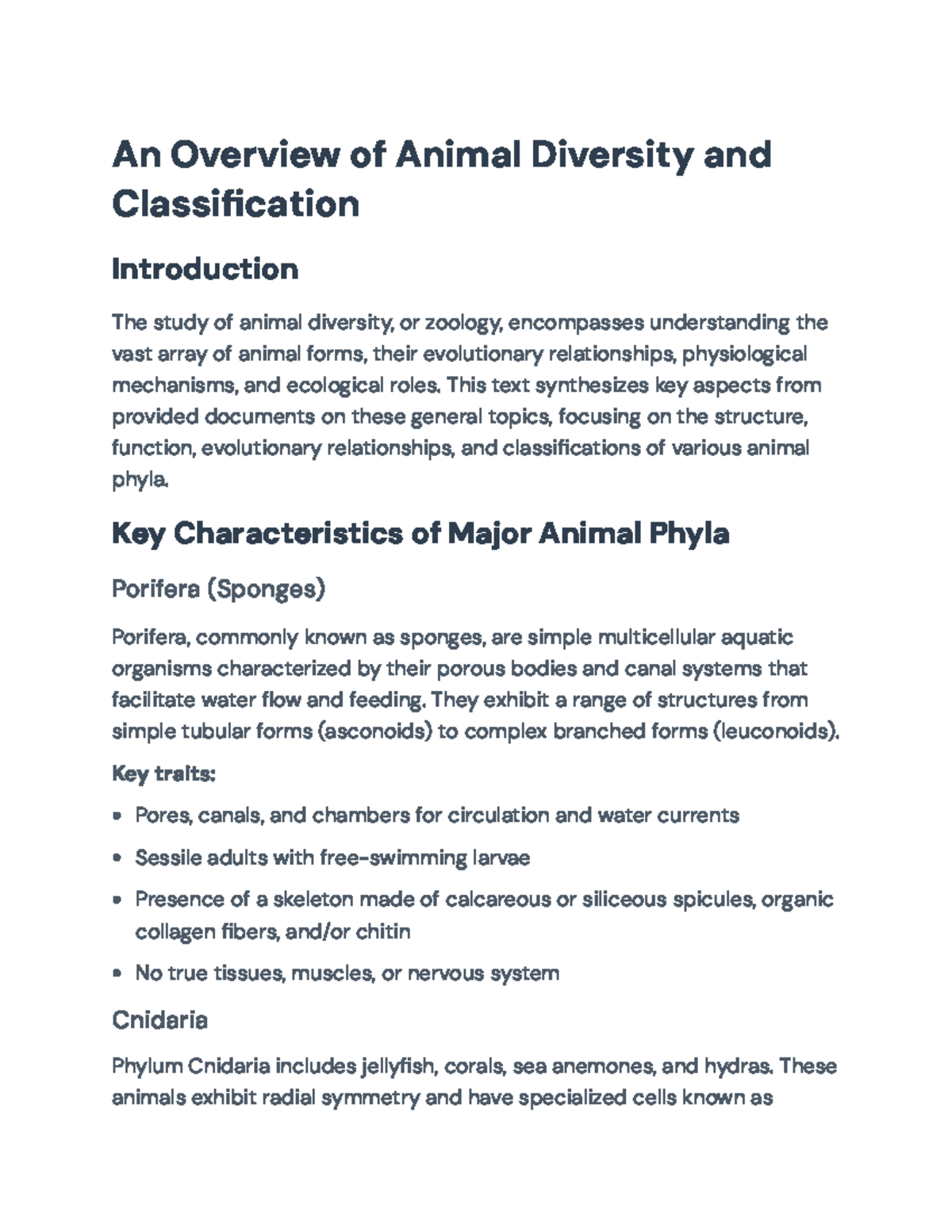 An Overview of Animal Diversity and Taxonomy (Zoology) - An Overview of ...