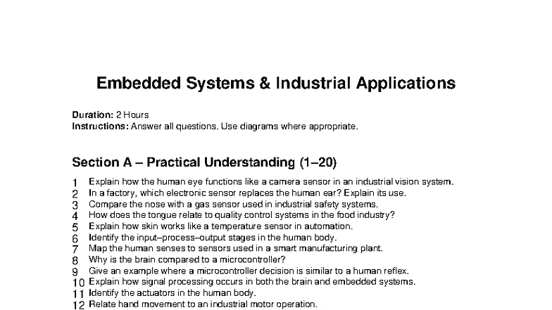 Embedded Systems (ENGR 301) Practical Exam Question Paper - Studocu