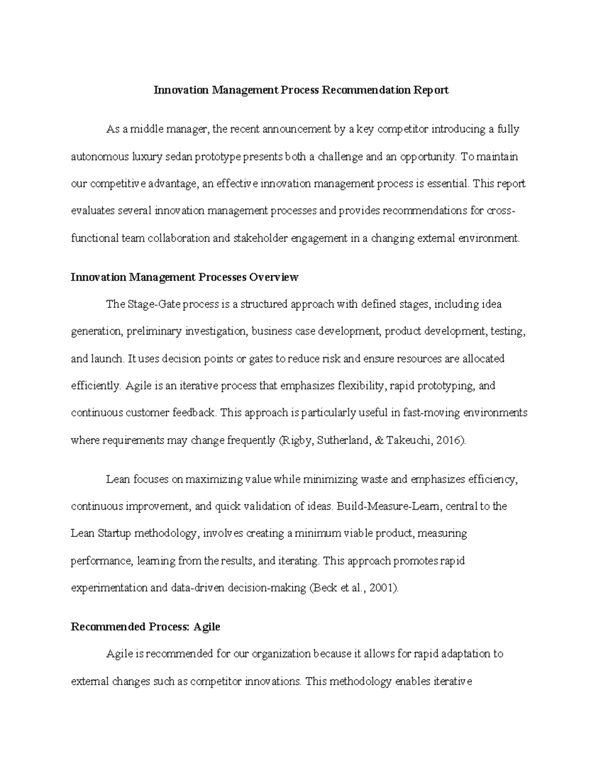 Innovation Management Process Recommendations for Competitive Advantage ...