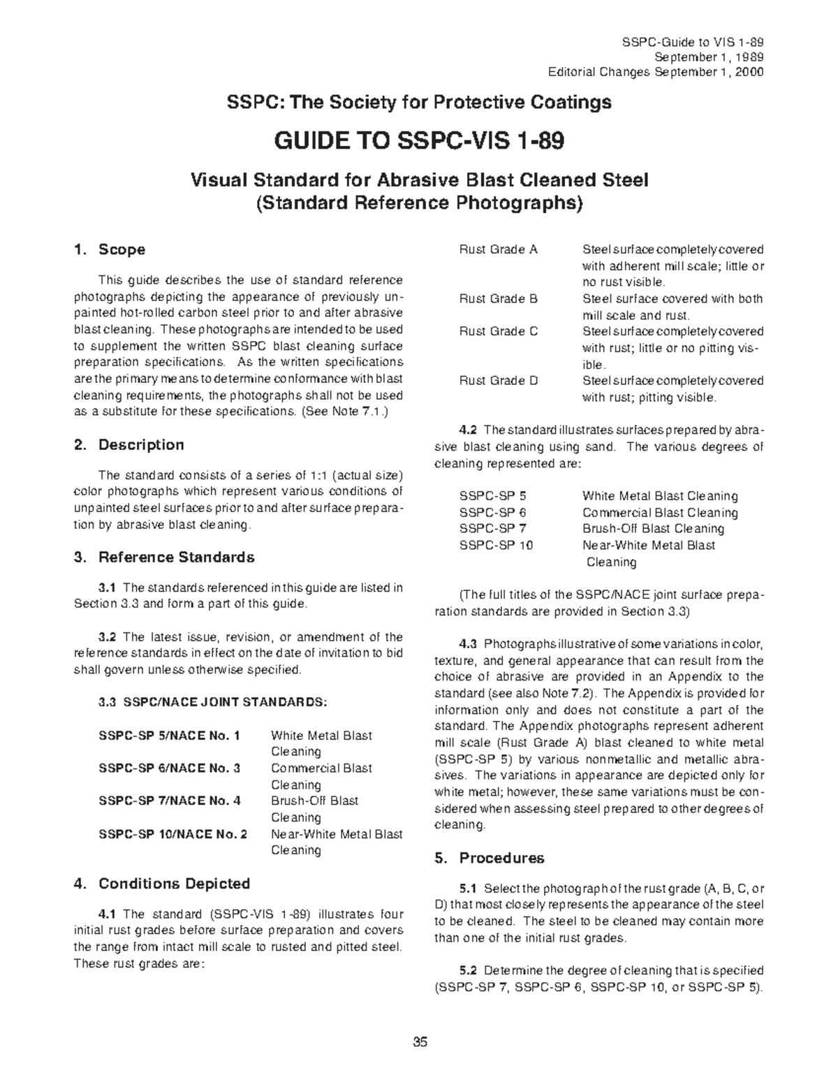 Guide to SSPC-VIS 1: Visual Standards for Abrasive Blast Cleaning - Studocu