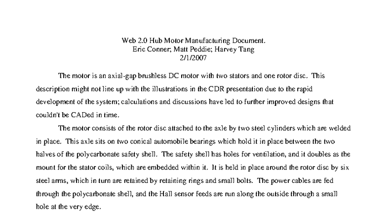 Web 2.0 Hub Motor Manufacturing Guide (ENGR 42335) - Studocu
