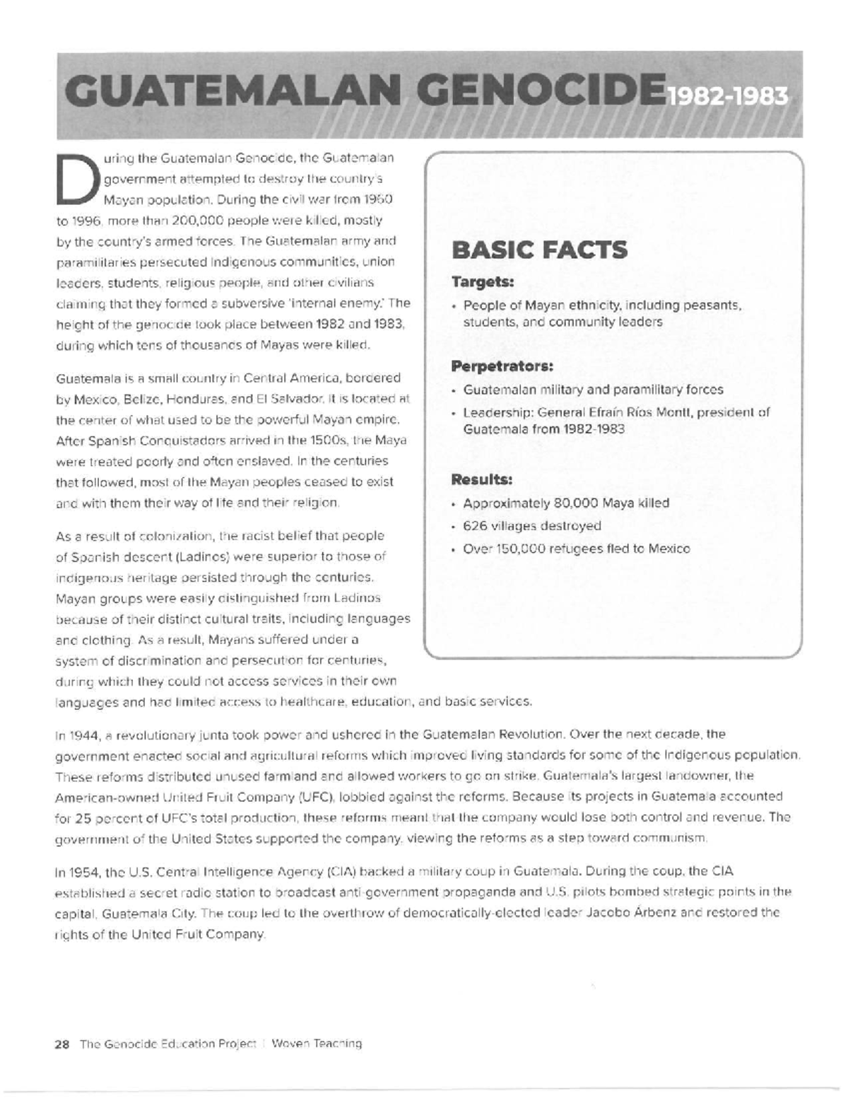 GUAT 101: Guatemalan Genocide - History, Causes, and Consequences - Studocu