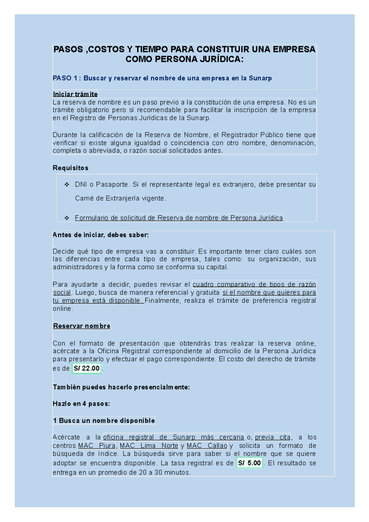 Pasos PARA Constituir UNA Empresa - PASOS ,COSTOS Y TIEMPO PARA CONSTITUIR UNA EMPRESA COMO ...