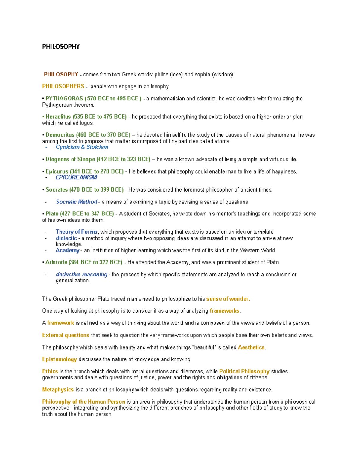 PHIL 101: Philosophy Reviewer for Exam Preparation - Studocu