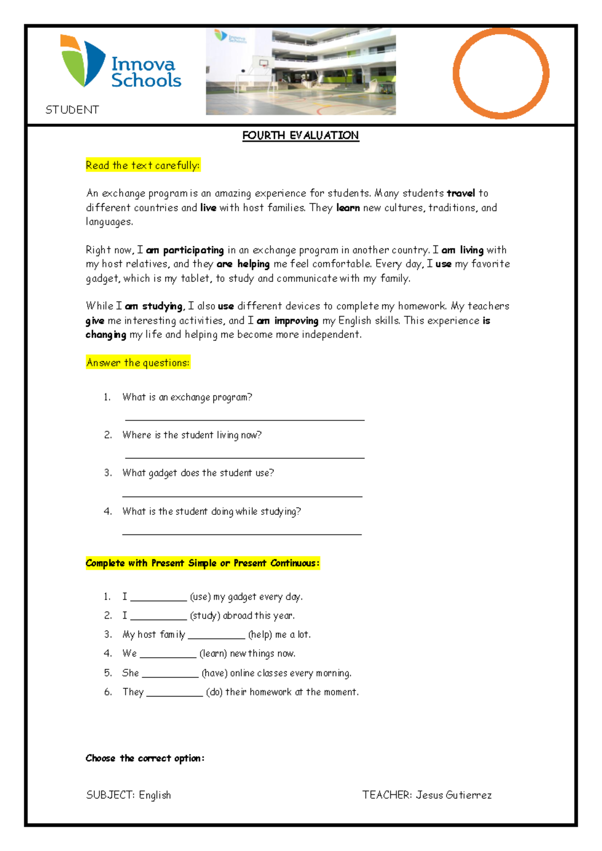 ENG 101: Fourth Evaluation - Exchange Program Experience - Studocu