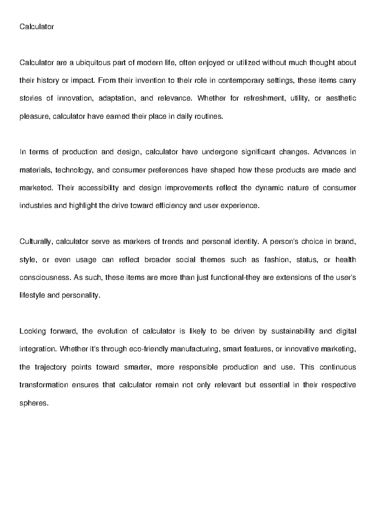 Calculator Essay - jgcyjgcyjcgjcg - Calculator Calculator are a ...