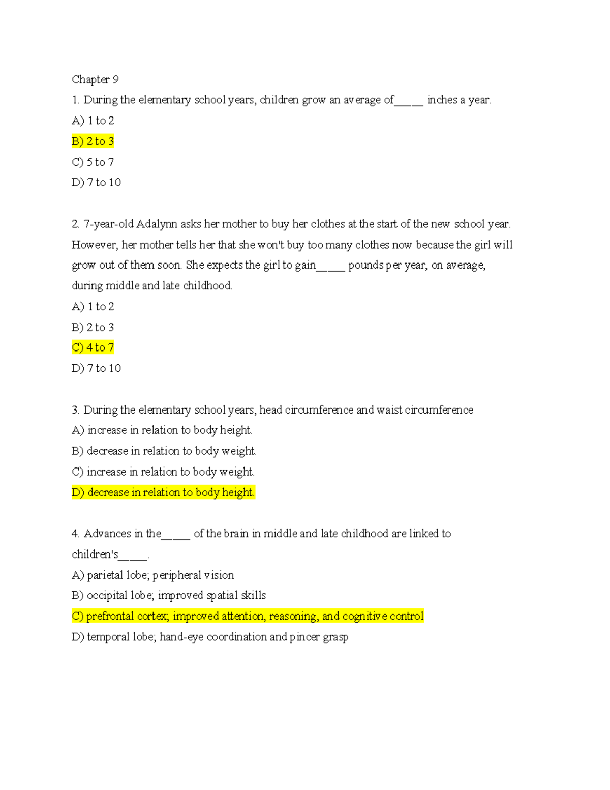 PSYC 290 - Chapter 9 - Practice Questions and Answers - Studocu