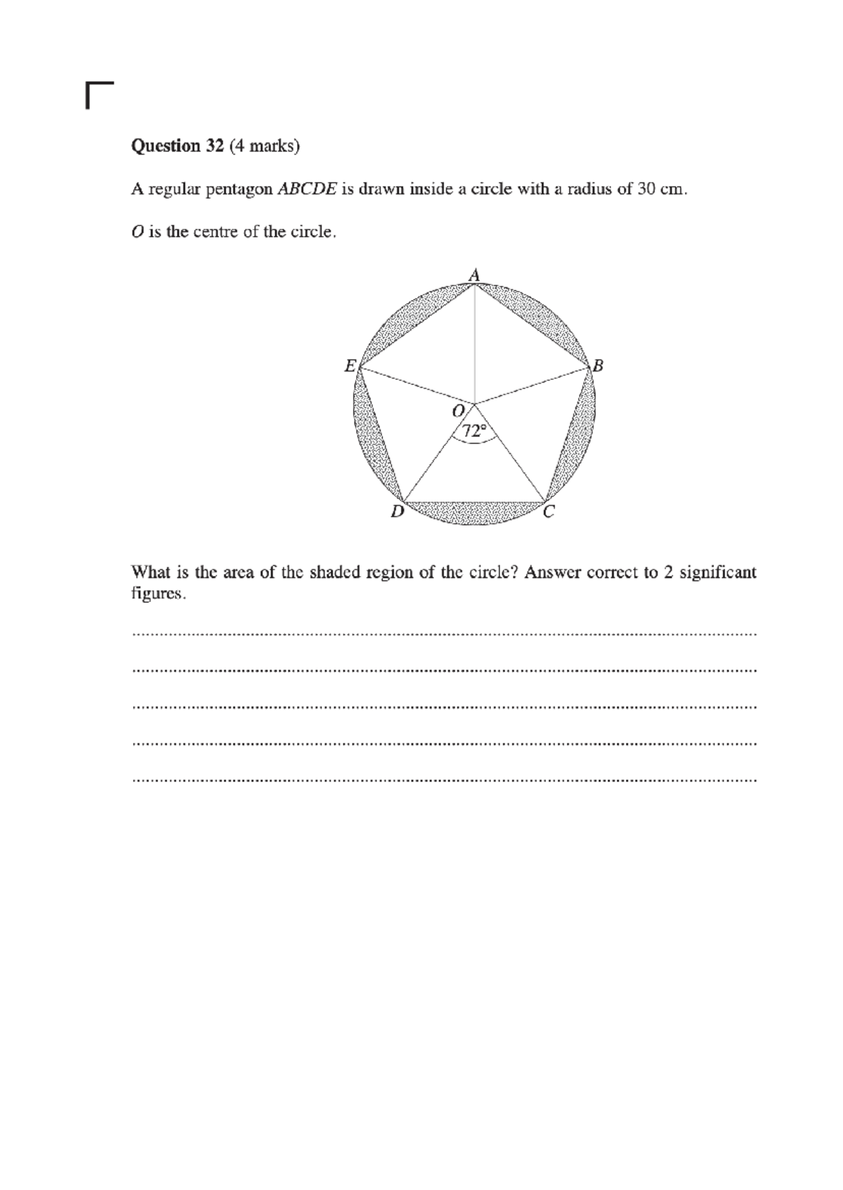 HSC QUESTIONS FROM NESA - Question 32 (4 marks) A regular pentagon ...
