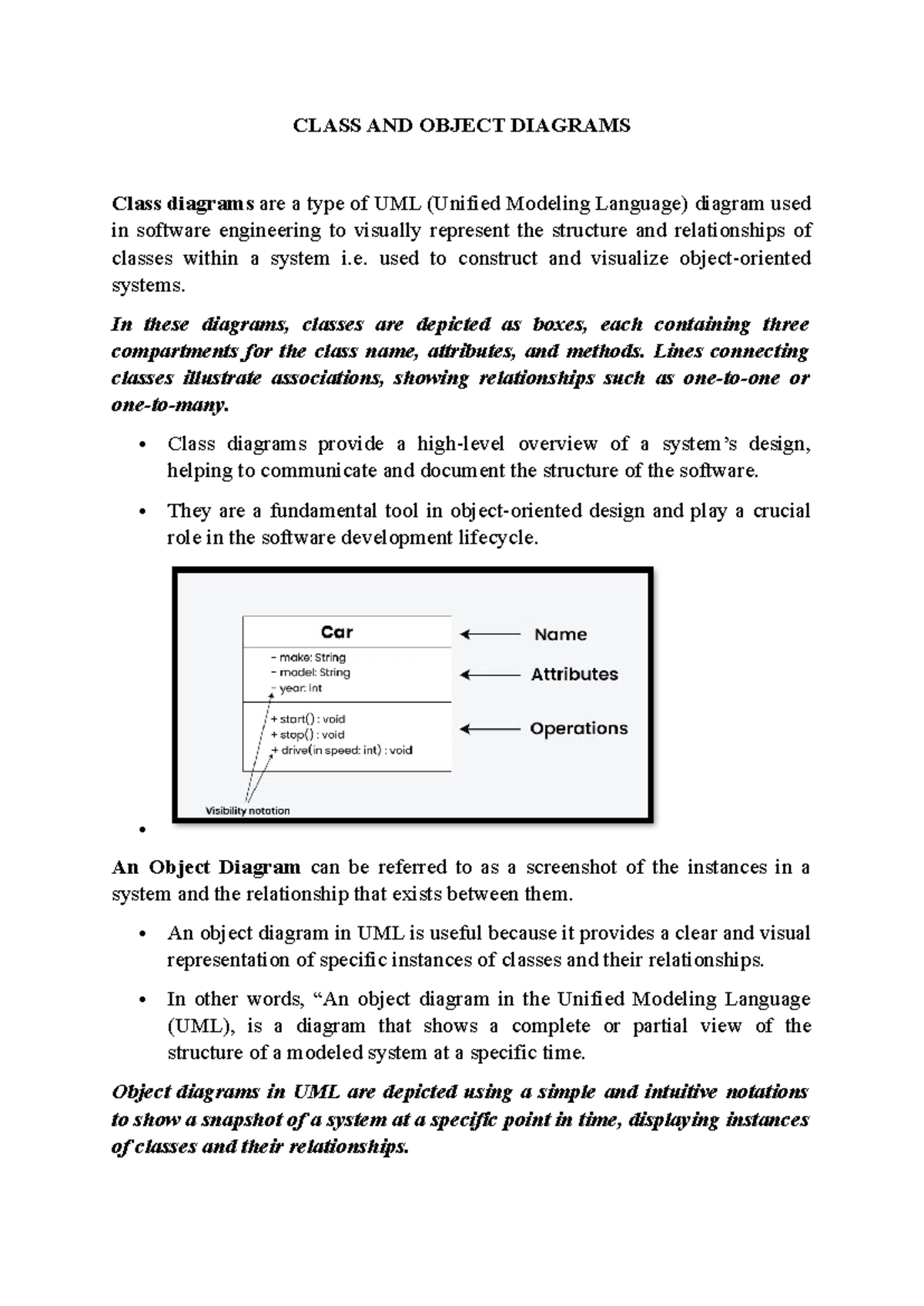 UML Class and Object Diagrams Overview: Key Differences and Uses - Studocu