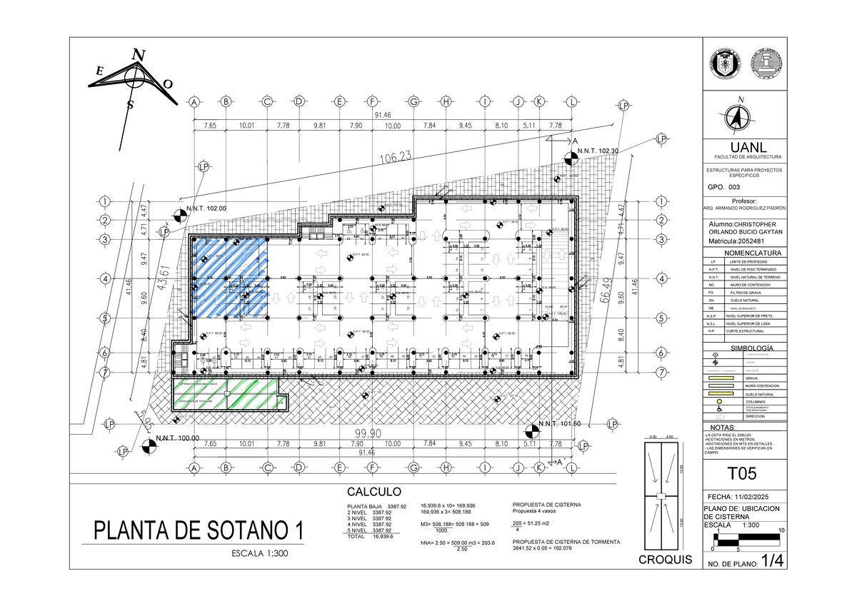 Diseño de Estacionamiento Subterráneo - Sotano 1 - GPO. 003 - Studocu