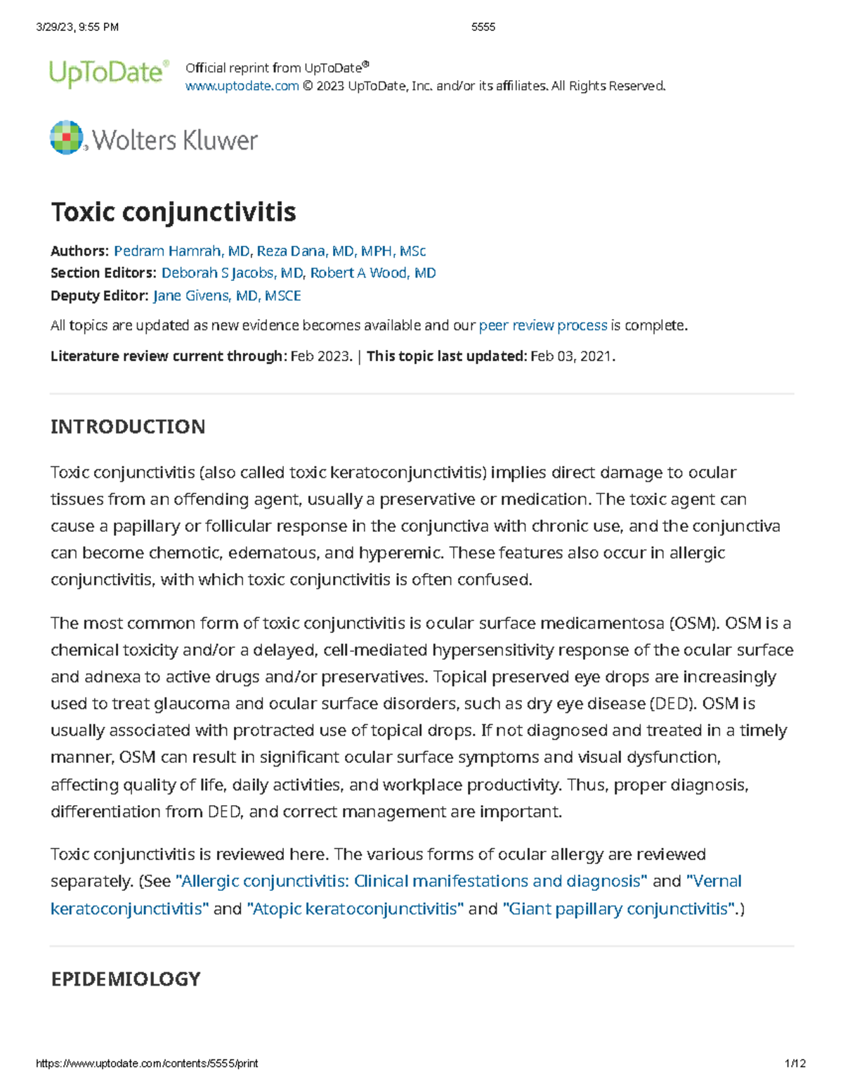 Toxic Conjunctivitis Overview: Causes, Symptoms, and Management - Studocu