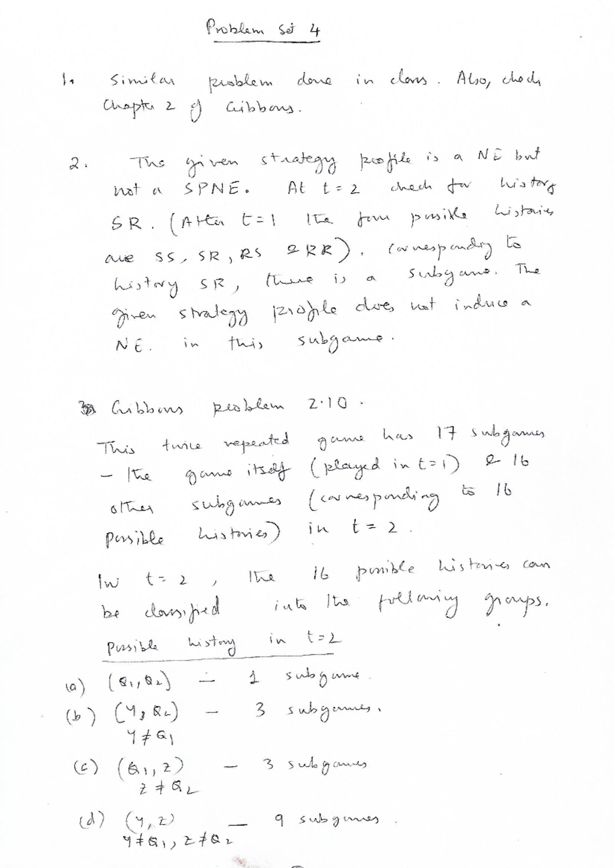 Answers to Problem Set 4 - Game Theory Analysis - Studocu