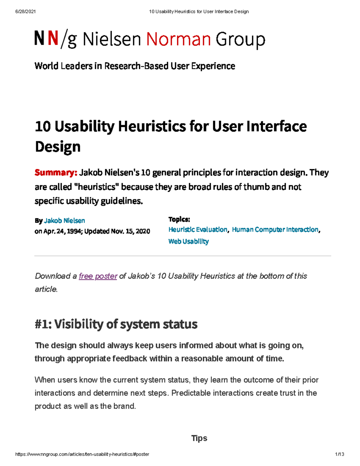 10 Usability Heuristics for UI Design: A Guide to Best Practices - Studocu