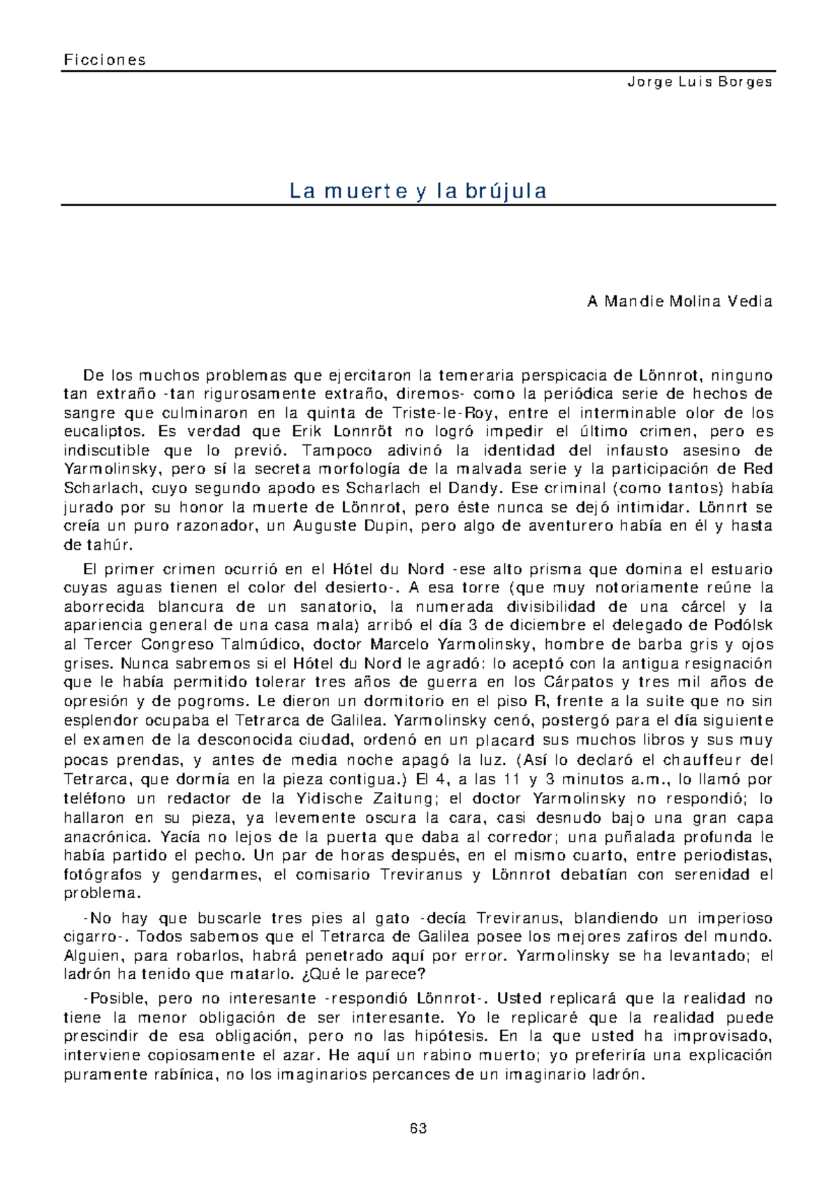 Jorge Luis Borges - La muerte y la brújula - Jorge Luis Borges La ...
