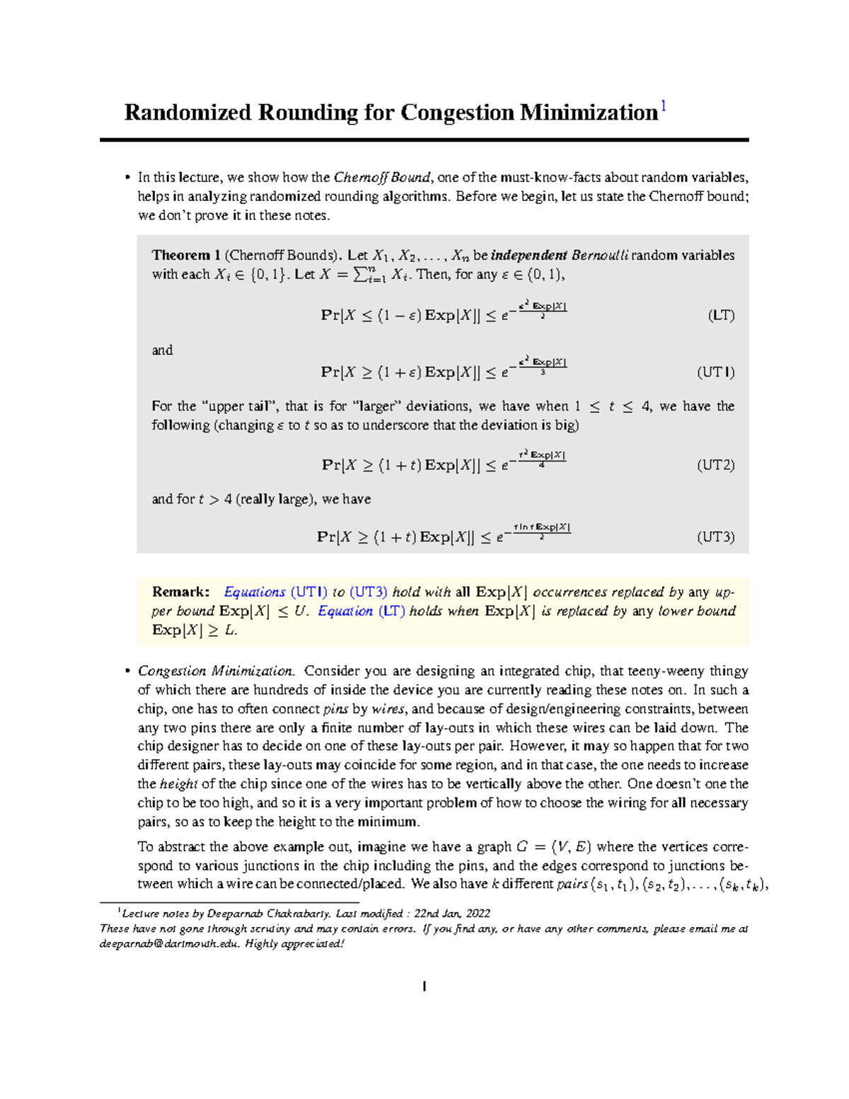 Lecture Notes on Randomized Rounding for Congestion Minimization (CS 7c ...
