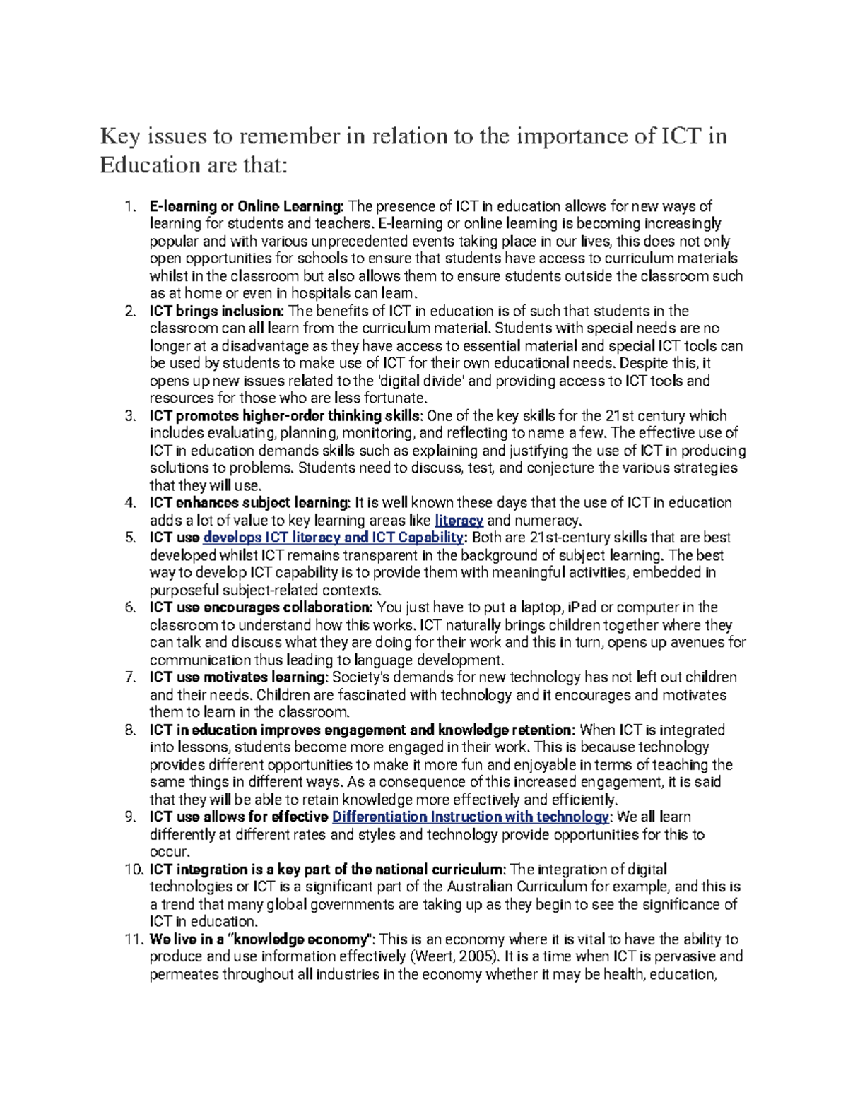 Importance OF ICT IN Education - Key issues to remember in relation to ...