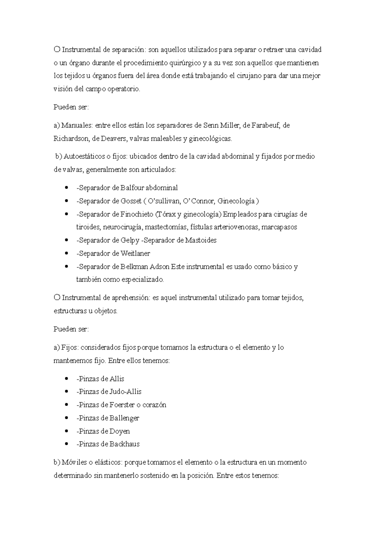 Separadores - LECTURA - Instrumental de separación: son aquellos ...