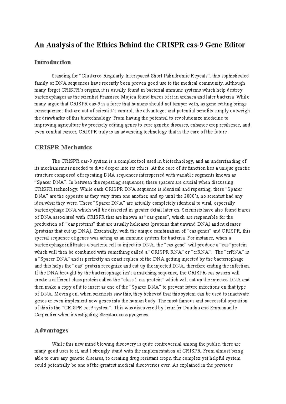 Ethical Analysis of CRISPR-Cas9 Gene Editing Technology - Studocu