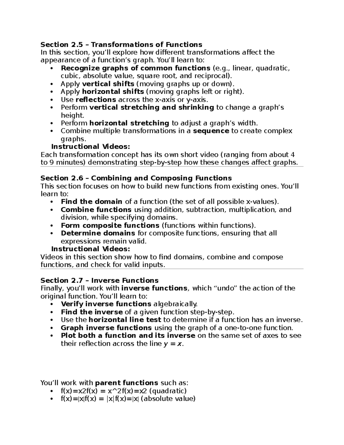 Transformations, Compositions, and Inverses of Functions - MATH 101 - Studocu