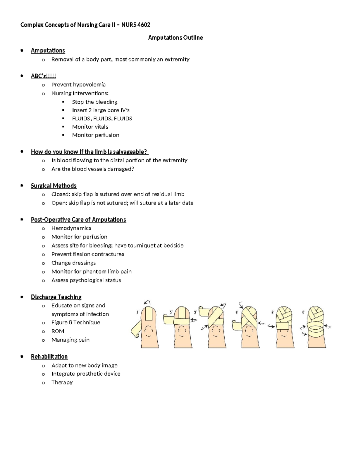 2A-Amputations Outline-Student - Complex Concepts of Nursing Care II ...