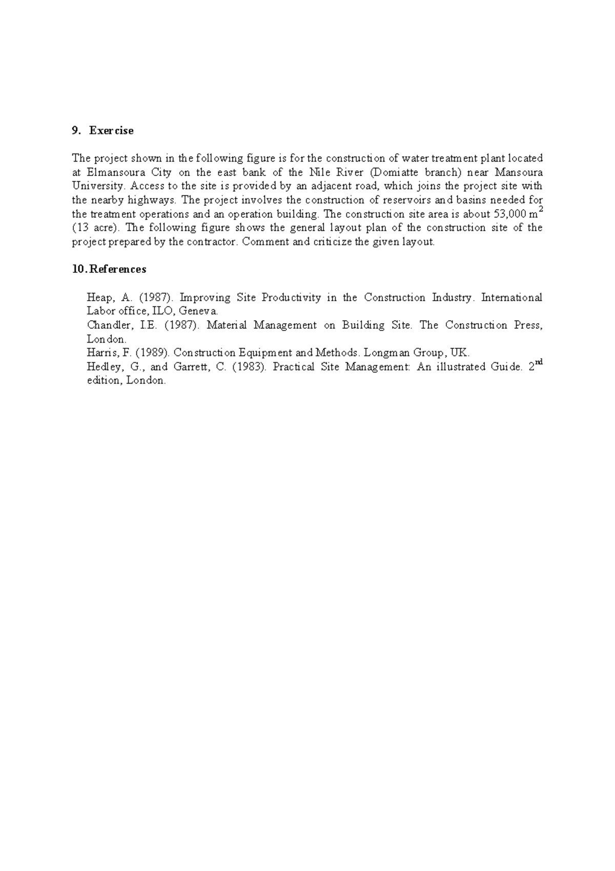 Site Layout Plan for Water Treatment Plant Project (ENG 101) - Studocu