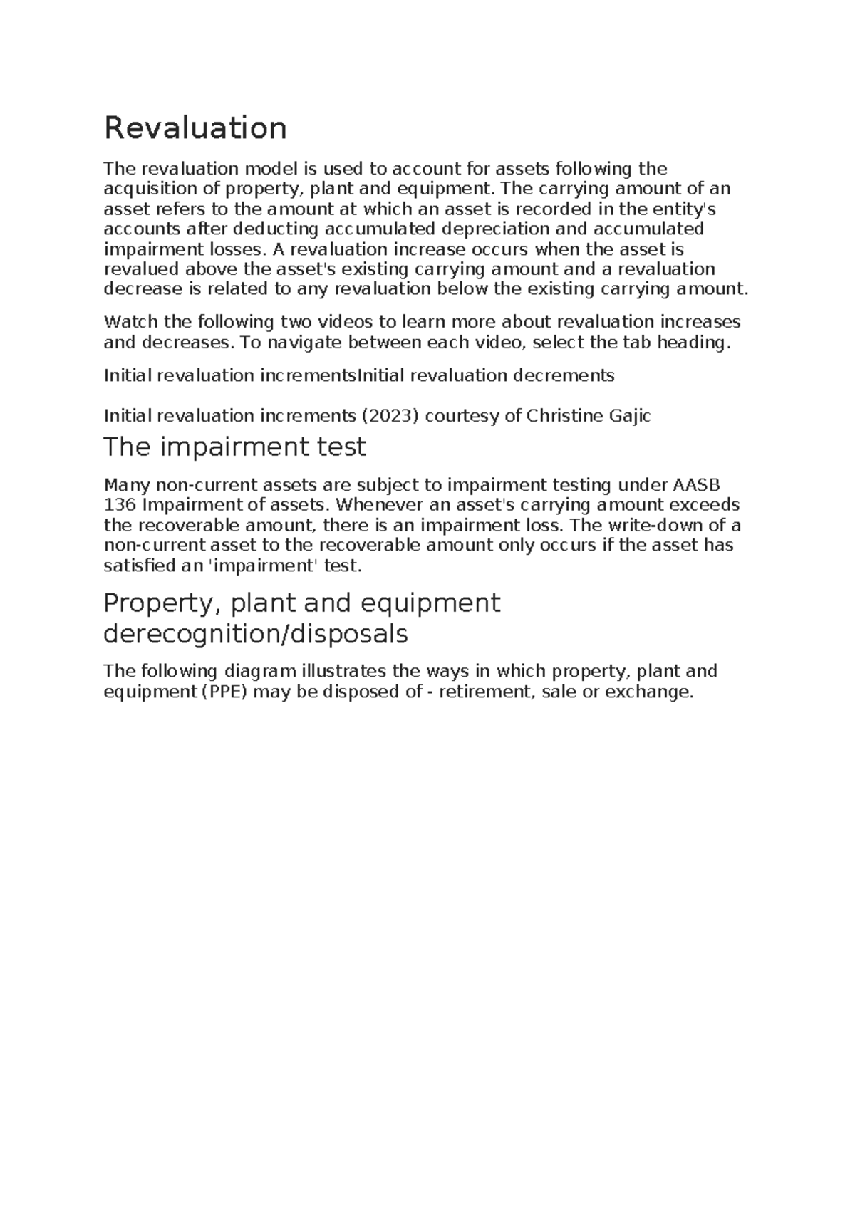 Revaluation - note and question - Revaluation The revaluation model is ...