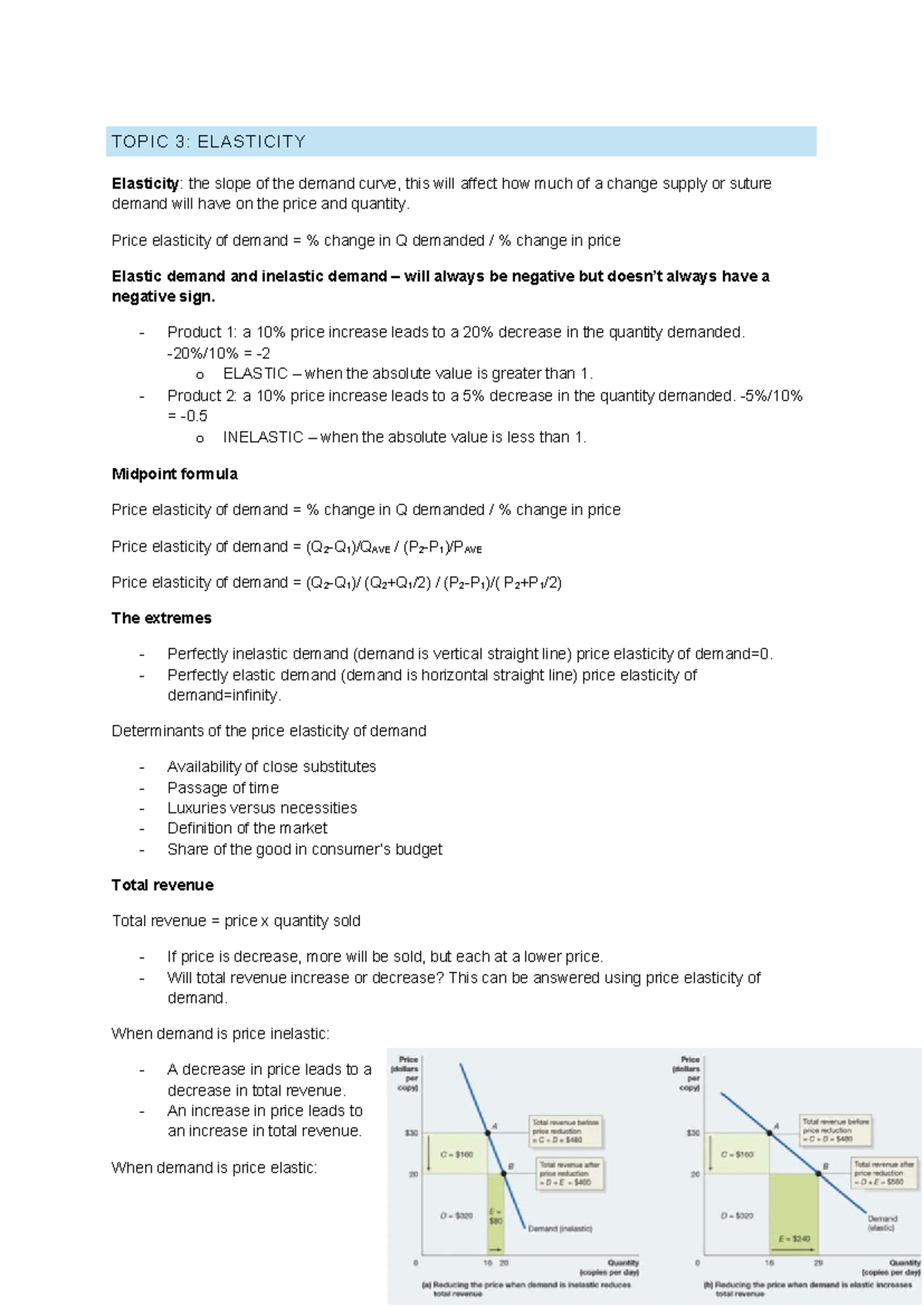 ECON 101: Topic 3 - Elasticity Lecture Notes - Studocu