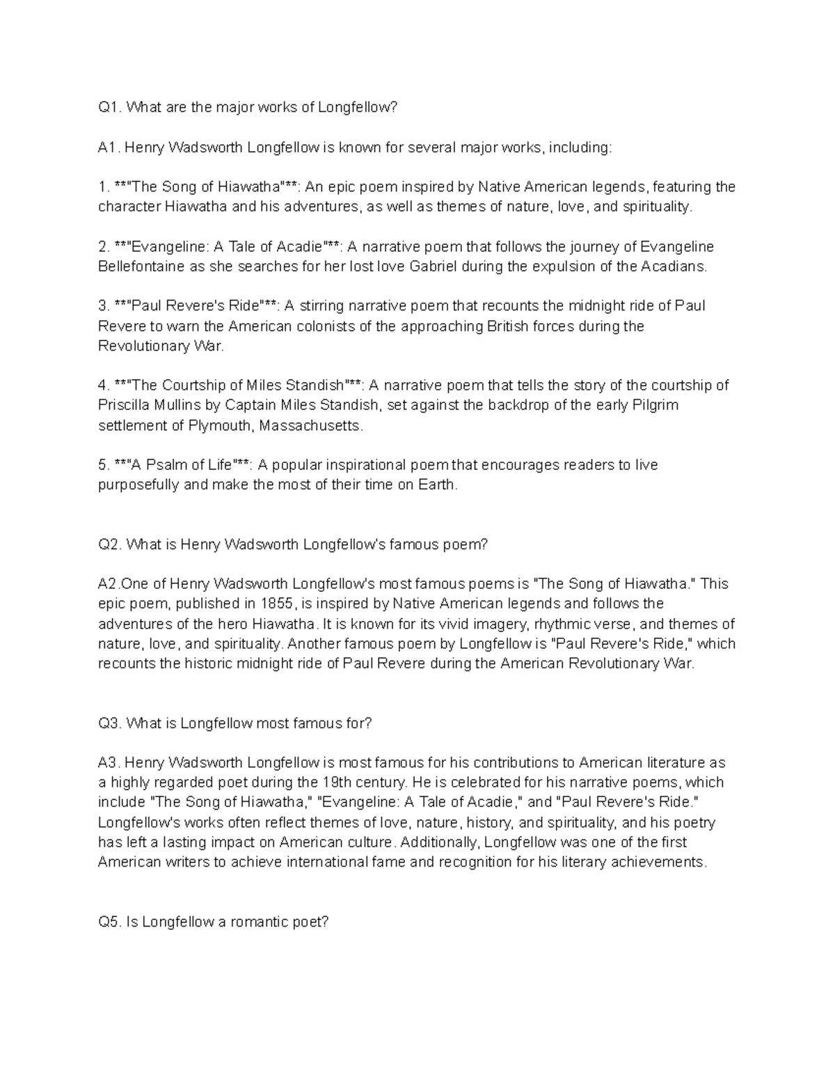 H.W. Longfellow: Major Works & Contributions to American Literature ...