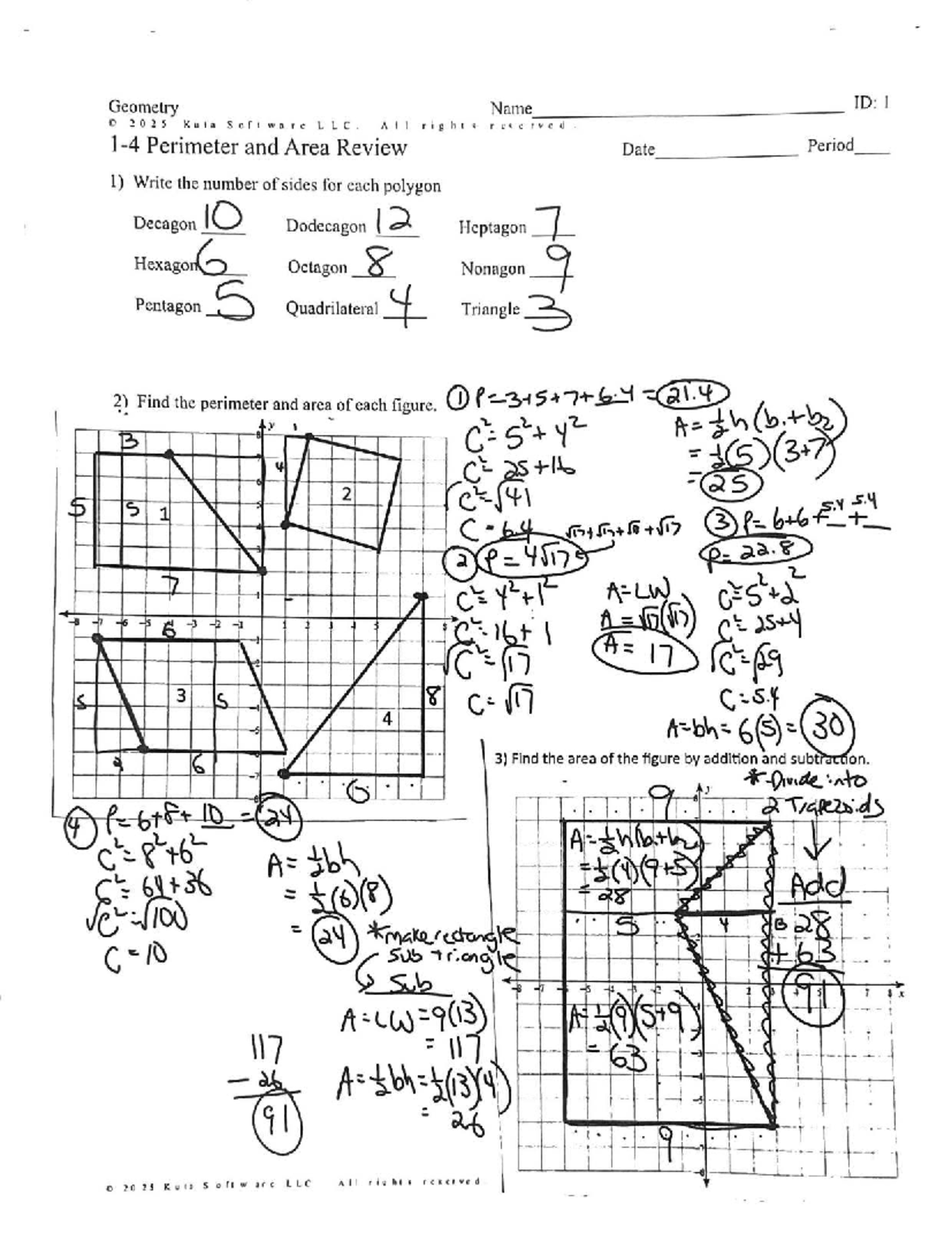 Final Exam Review Notes for Geometry 101: Perimeter & Area - Studocu