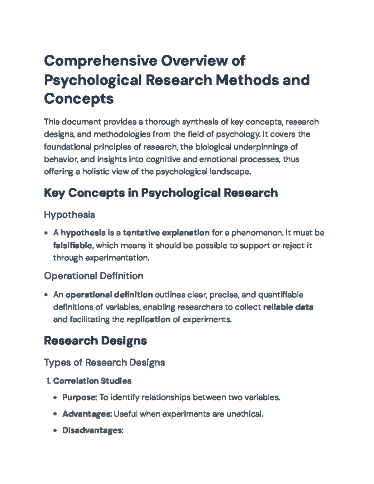 Psych 101 Lecture Notes: Overview of Research Methods & Concepts - Studocu