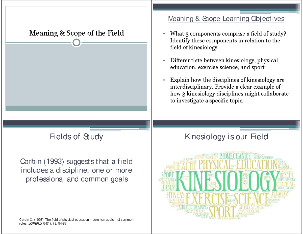 Meaning and Scope of Kinesiology: Components & Disciplines - Studocu