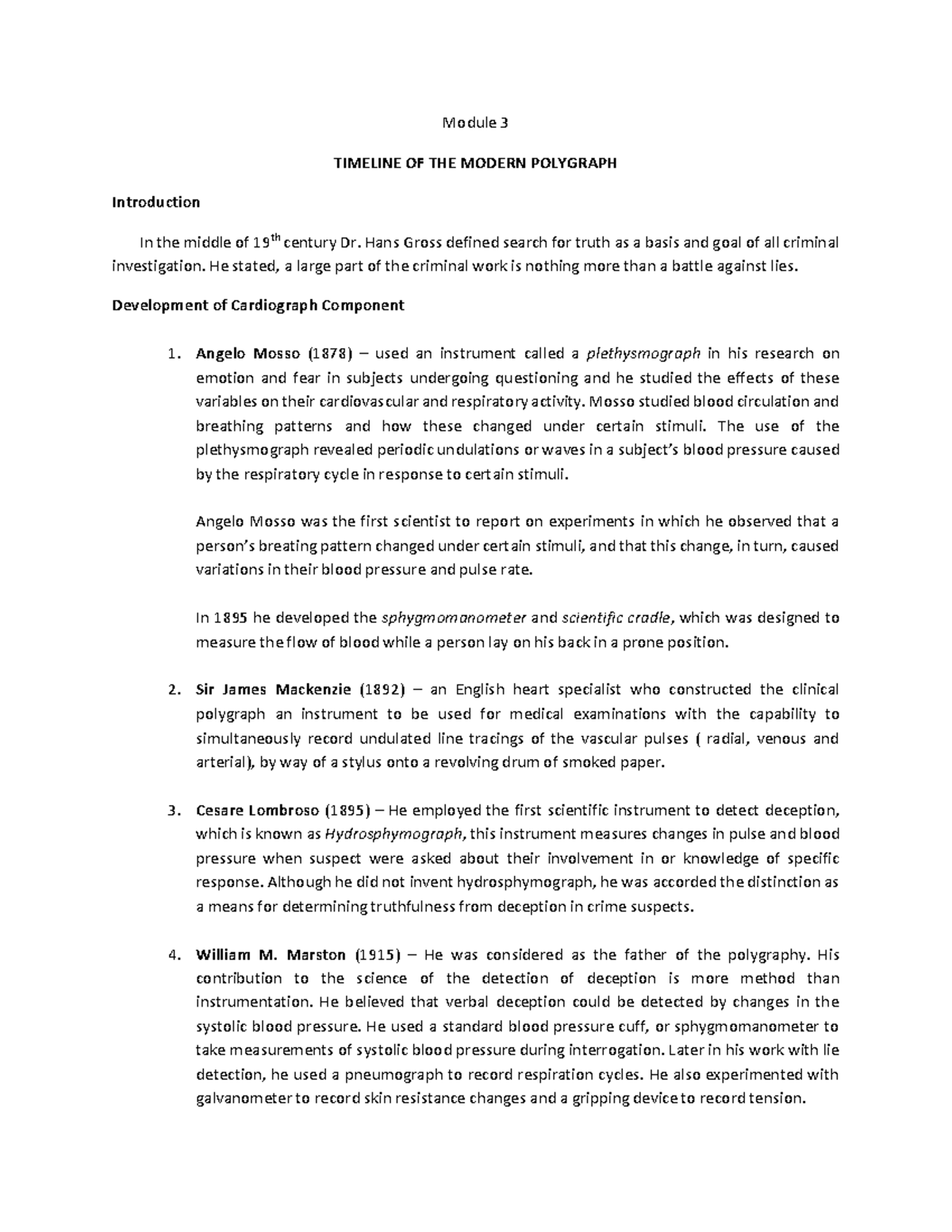 Module 3: Timeline of Modern Polygraph Development and Key Figures ...
