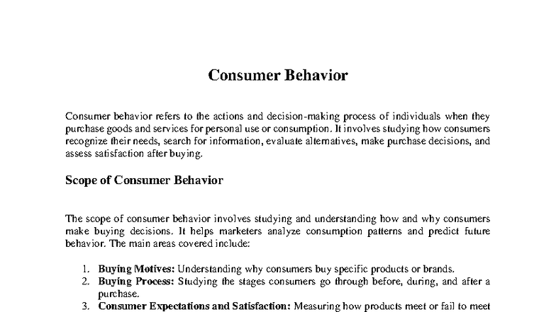 Note CB(Updated)-1 - This is about consumer behaviour - Consumer ...