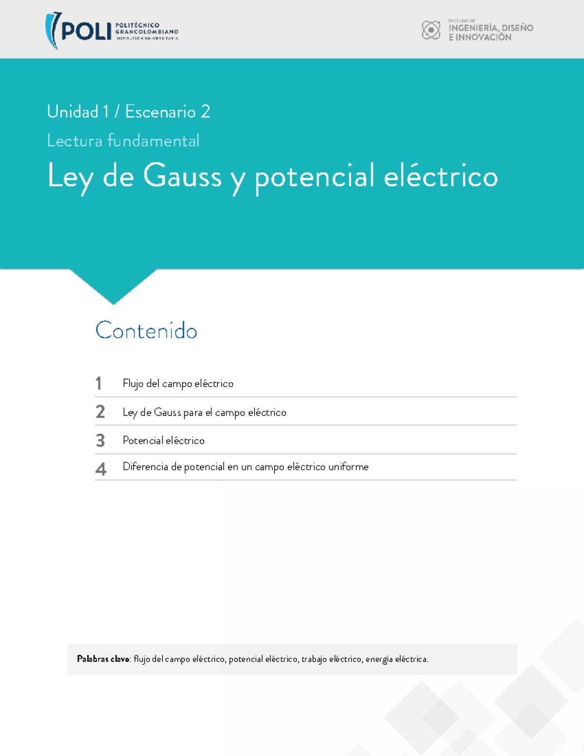 Unidad 1 Escenario 2: Ley de Gauss y Potencial Eléctrico - Física II ...